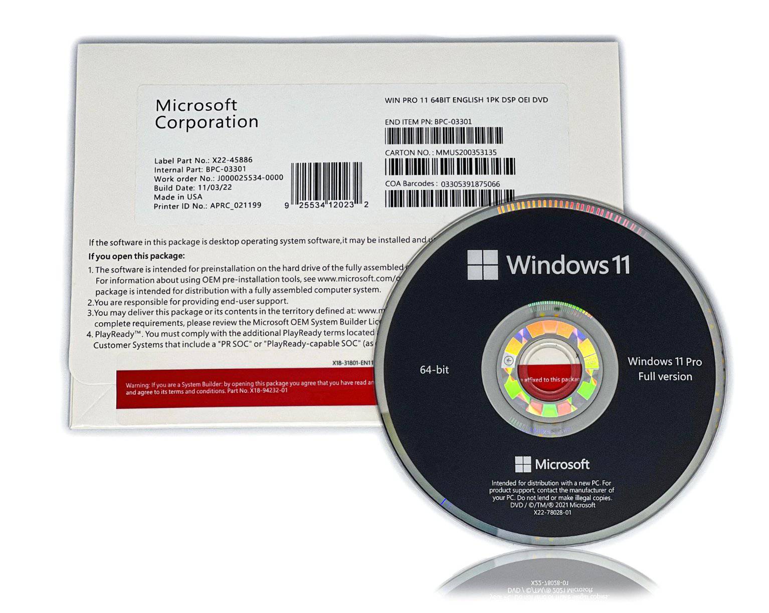 Windows 11 Professional OEM DVD | English | 1 PC | DVD | Original ...